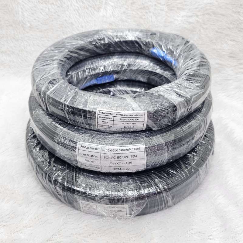 Jual Interluc Kabel Fiber Optic Drop Cable Patch Cord Hitam 50m 75m ...