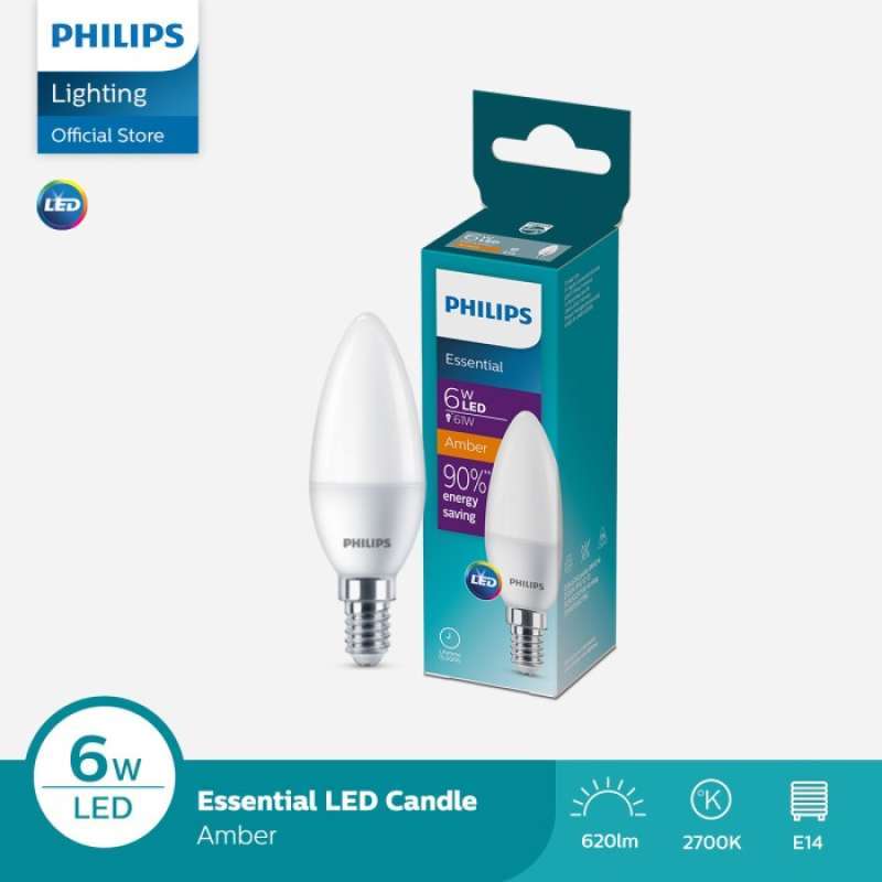 Promo Lampu Philips Bohlam Ess Led Candle 6w E14 2700k Kuning Diskon 45 ...