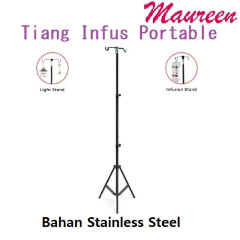 Jual Tiang Infus Portable Stainless Steel Tiang Infus Tripod Kokoh Kuat ...