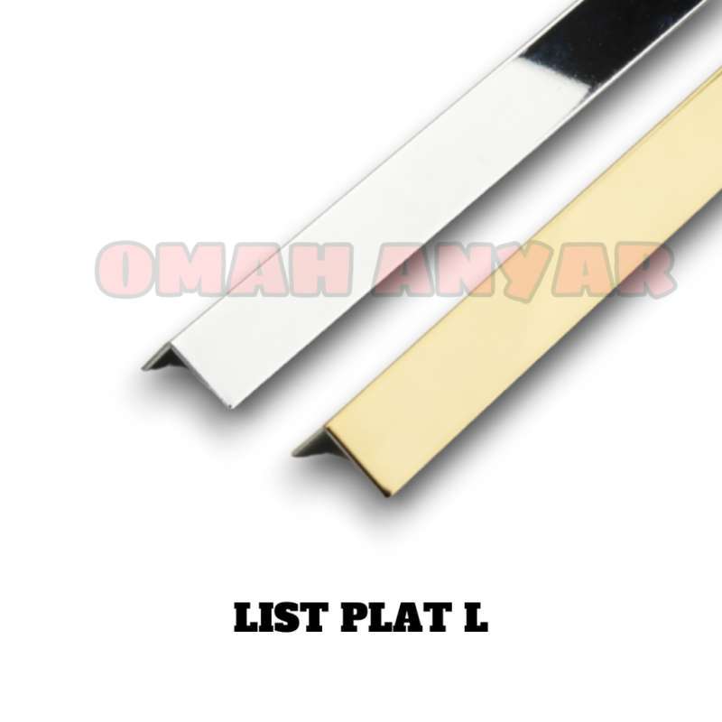 Jual 3 Batang List Lis Plat Strip Model L Mirror Plat Besi Chrome Gold ...
