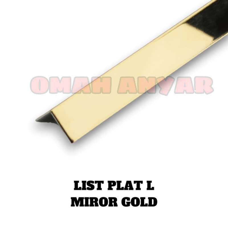 Jual 3 Batang List Lis Plat Strip Model L Mirror Plat Besi Chrome Gold ...