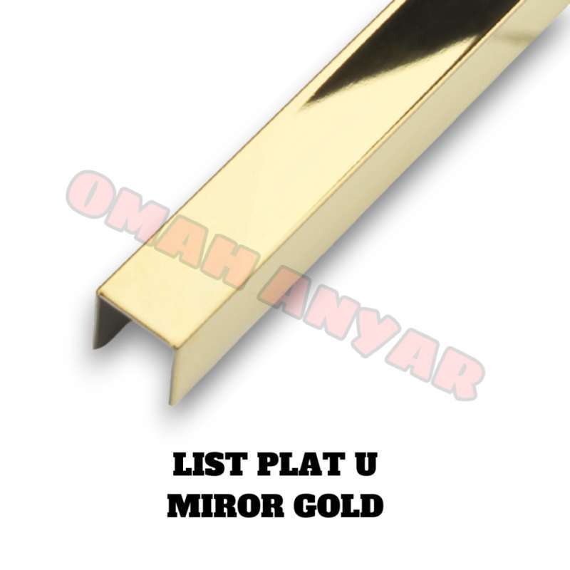 Jual 3 Batang List Lis Plat Strip Model U Mirror Plat Besi Chrome Gold ...