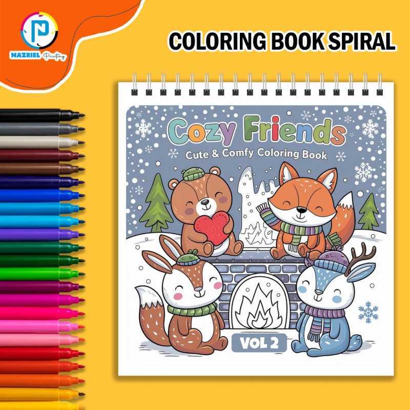 Jual Cozy Friends Cute Comfy Coloring Book Buku Mewarnai Spiral Di ...