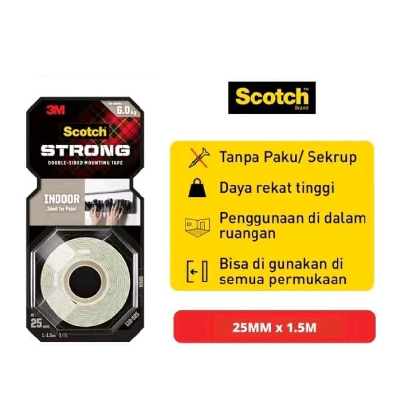 Jual 3m Scotch Strong Double Sided Mounting Tape Indoor 6kg 110-s25 ...