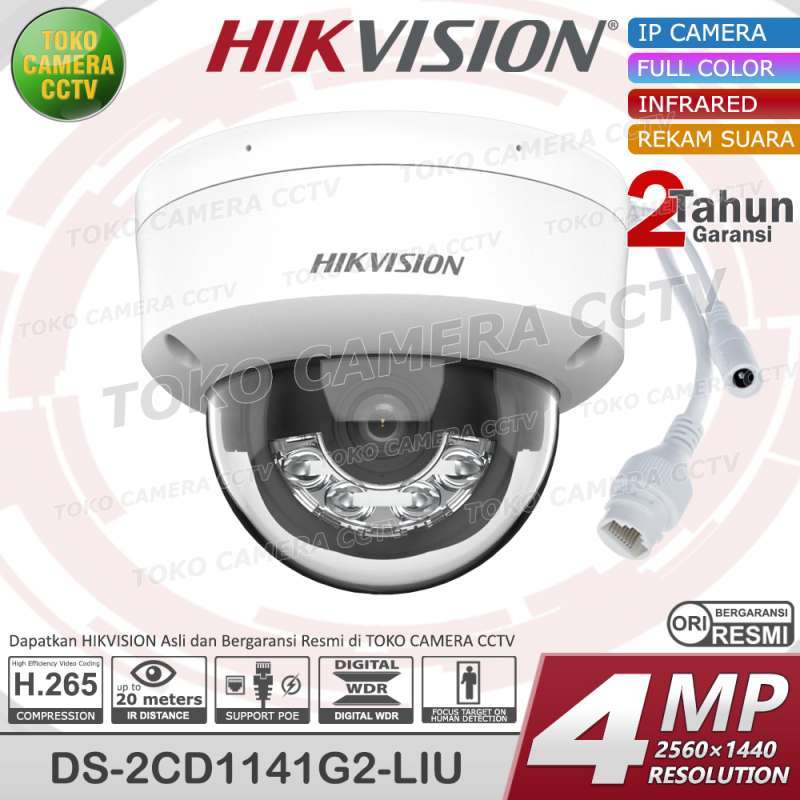 Jual Ip Camera Hikvision 4mp 2k Ds-2cd1141g2-liu Kamera Cctv Poe Audio Berwarna Di Seller Toko ...
