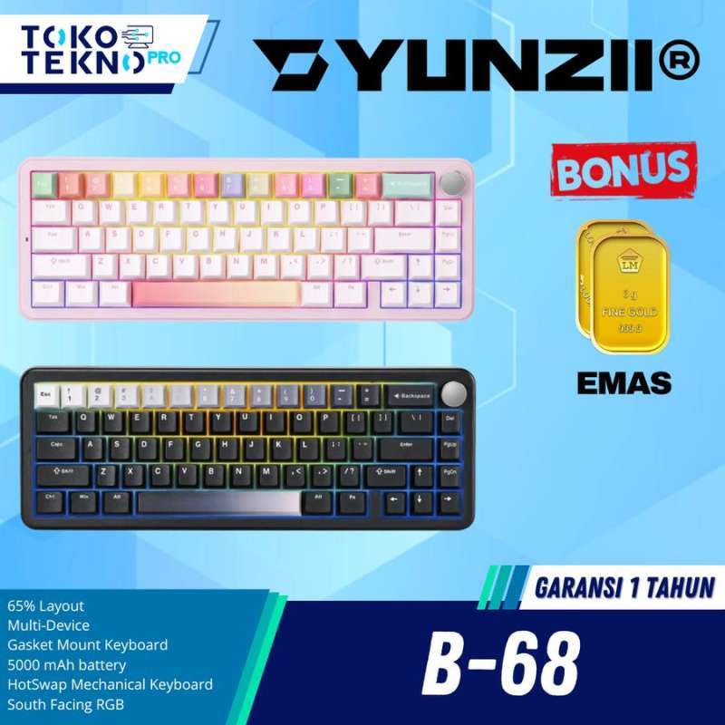 Promo Yunzii B68 / B-68 Wireless Mechanical Keyboard 3in1 Connection ...