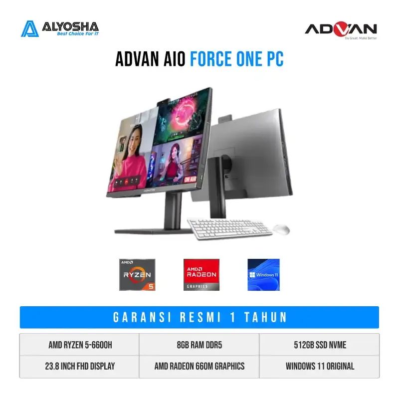 Jual Advan Force One Pc Ryzen 5 6600h 8gb Ssd 512gb 24″ Fhd W11 Di ...