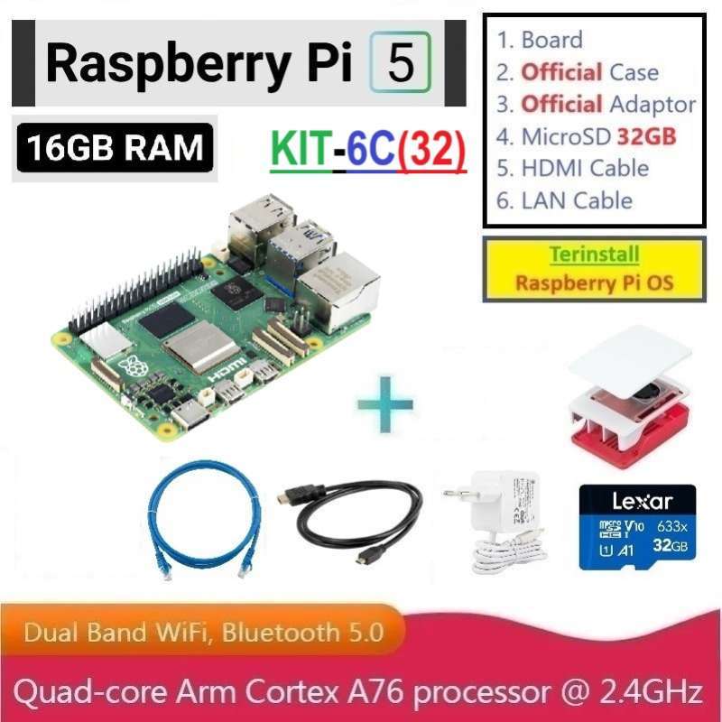 Jual Kit-6c(32) : Raspberry Pi 5 (16gb Ram) - Complete Set Di Seller ...