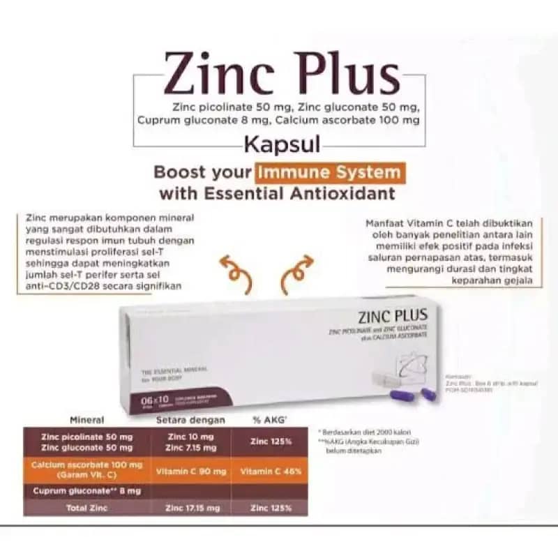Jual Erha Zinc Plus - Picolinate 50mg + Gluconate And Vitamin C Bpom 60 ...