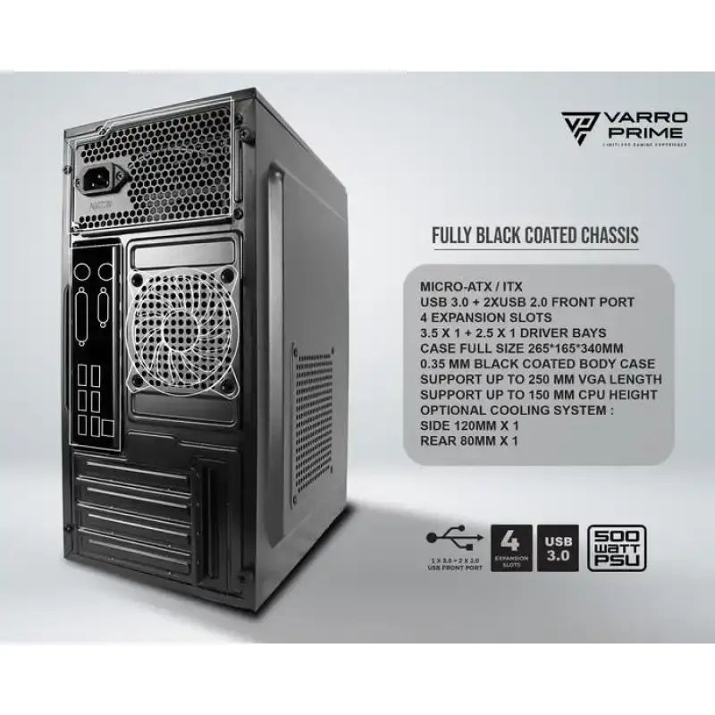 Jual Casing Varro Prime Arc Z4 + Psu 500w - Case Pc Office Di Seller ...
