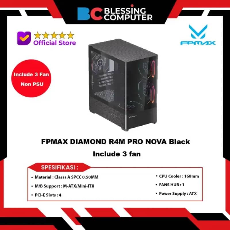 Jual Casing Fpmax Diamond R4m Pro Nova Black Include 3 Fan Di Seller ...