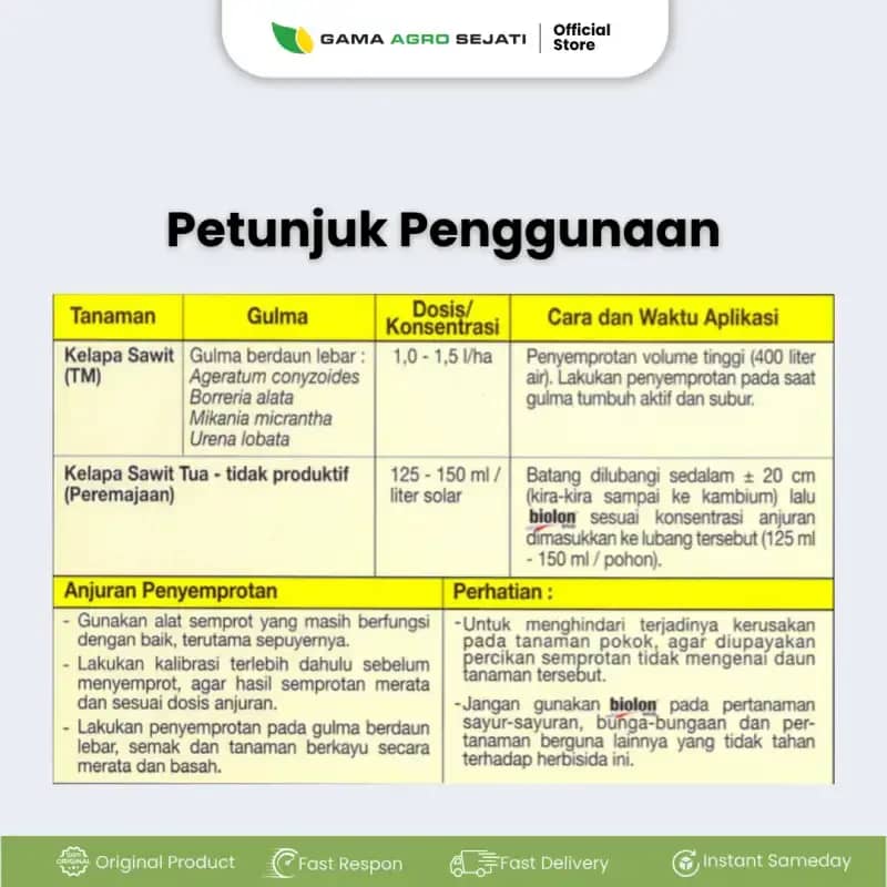 Jual Herbisida Biolon 670 Ec 1 Liter Di Seller Gama Agro Sejati Store ...