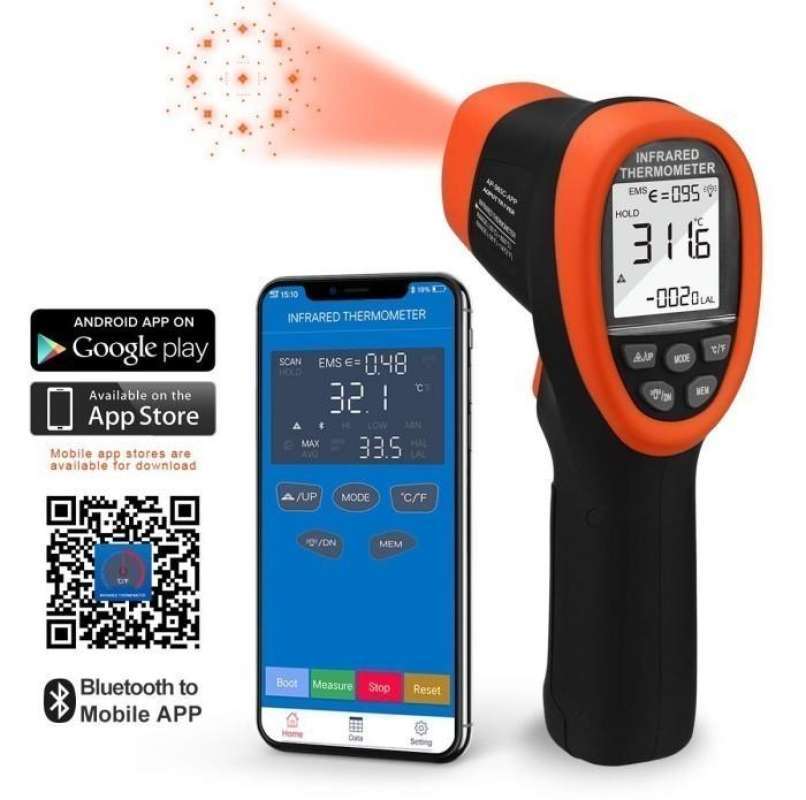 Jual New BTMETER BT-985CAPP Bluetooth Infrared Thermometer Gun -50C ...