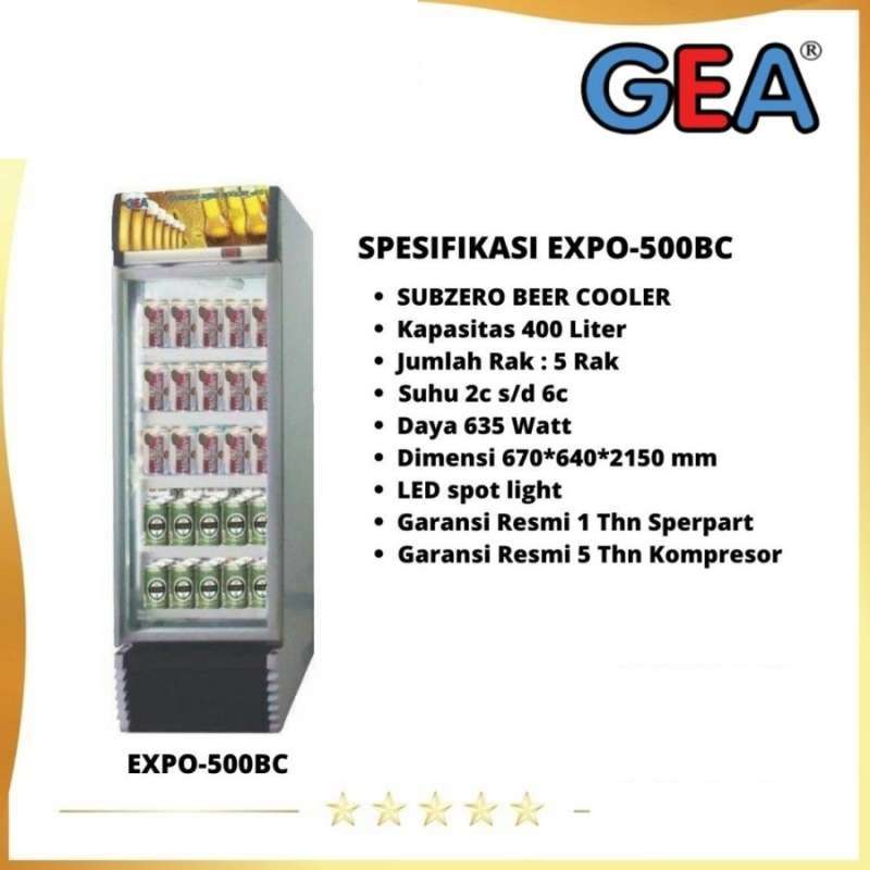 Jual Gea Showcase Expo 500bc Subzero Beer Cooler 5 Rak 400liter Freon ...