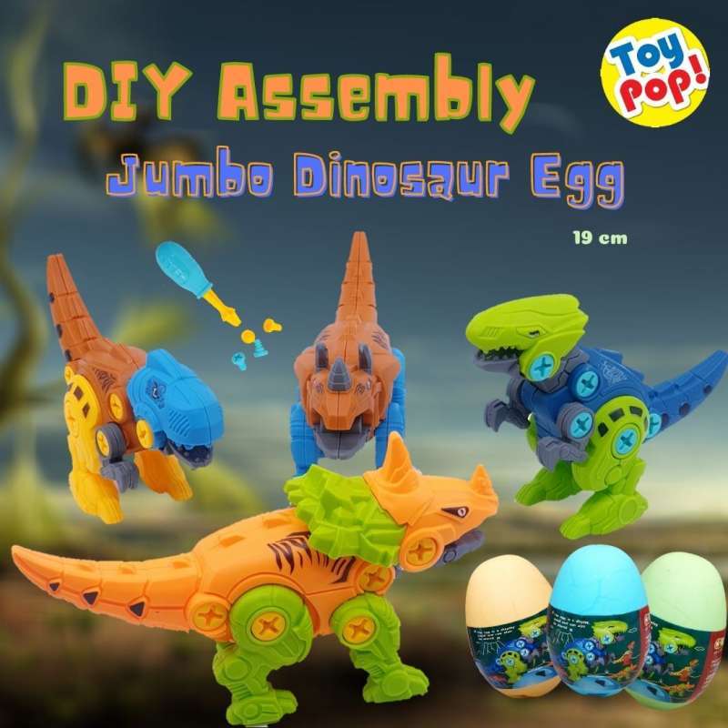 Jual Mainan Anak DIY Assembly Dinosaur Egg Jumbo kuning 20cm bisa rakit ...