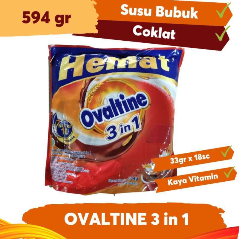 Promo Ovaltine 3IN1 Chocolate Malt Milk Drink 18 stik @ 33g Diskon 31% ...