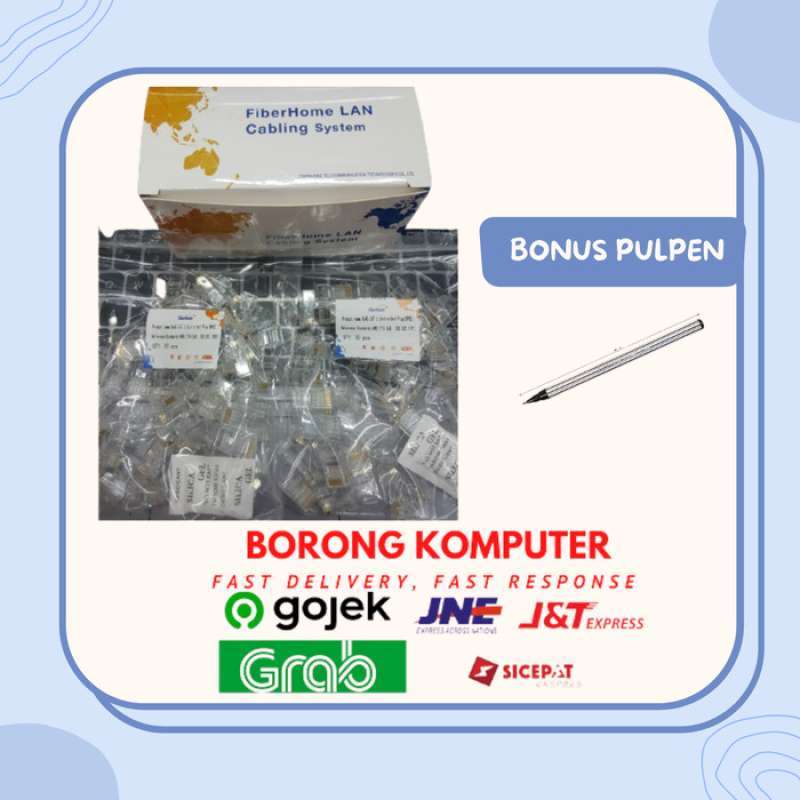 Promo FiberHome Connector rj45 cat6 100pcs/ RJ45 UTP CAT6 GOLD ...
