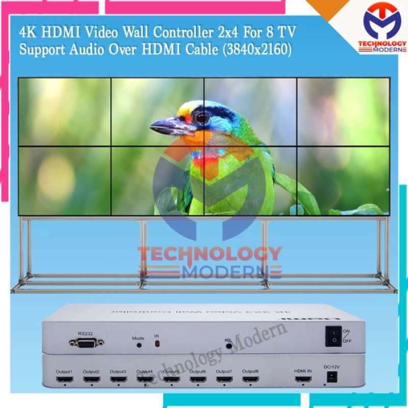 Promo 4K HDMI Video Wall Controller 2x4 4x2 For 8 TV LED (1 Tampilan ...