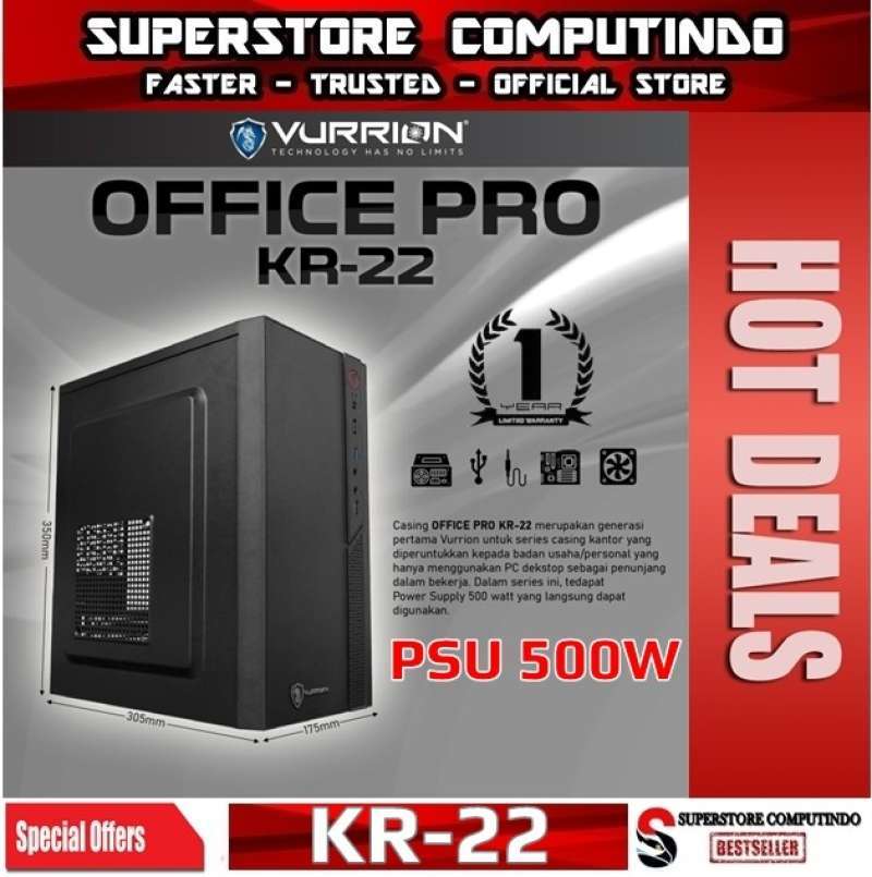 Promo Vurrion Office Pro KR22 - Micro Atx PSU 500Watt Diskon 23% di ...