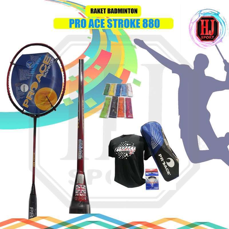 Jual Raket Original Pro Ace Stroke 880 Bonus Komplit Badminton - Senar ...