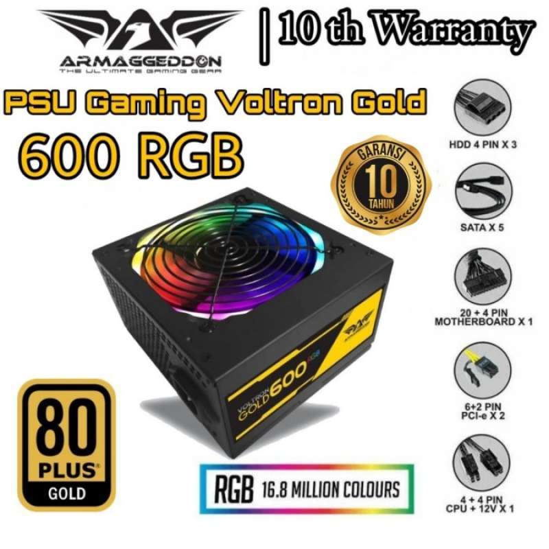 Promo Power Supply Psu Voltron Gold 600 Rgb 80+ 80 Plus 10 Year Diskon ...