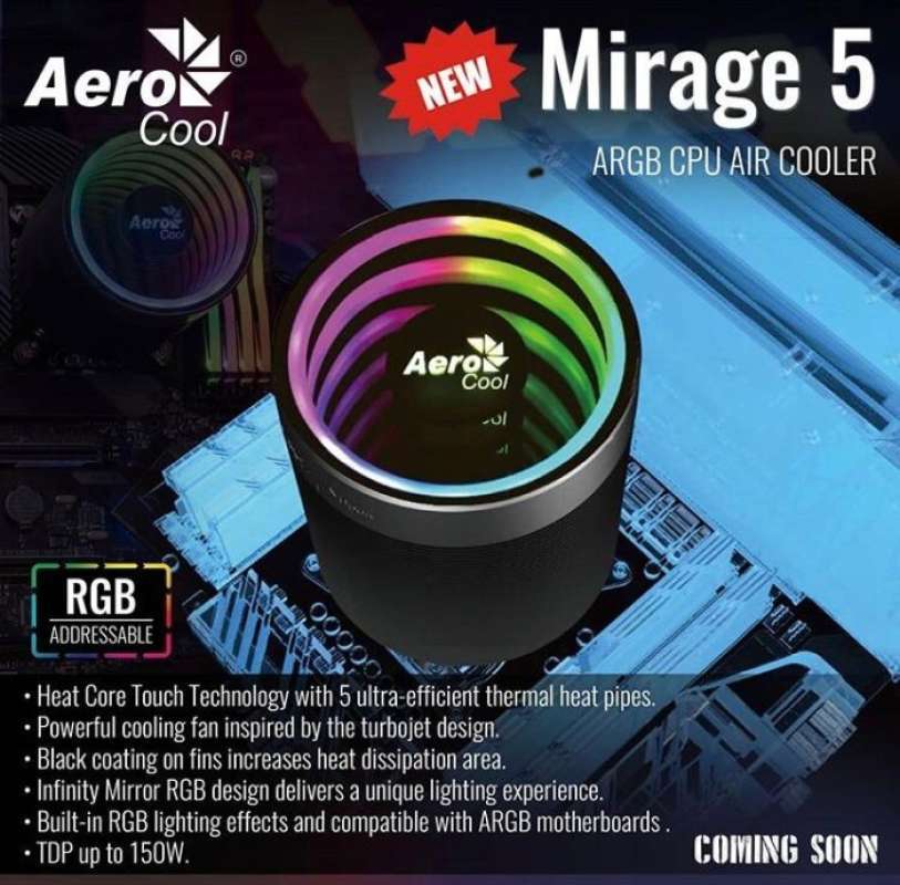 Promo Aerocool Mirage 5 ARGB CPU Cooler for Intel & AMD Diskon 23% di ...