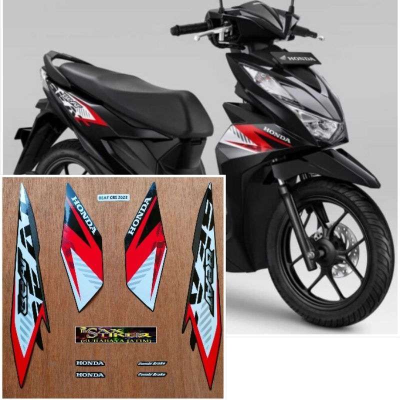 Promo Striping original Honda Beat CBS hitam Lis merah tahun 2023 ...