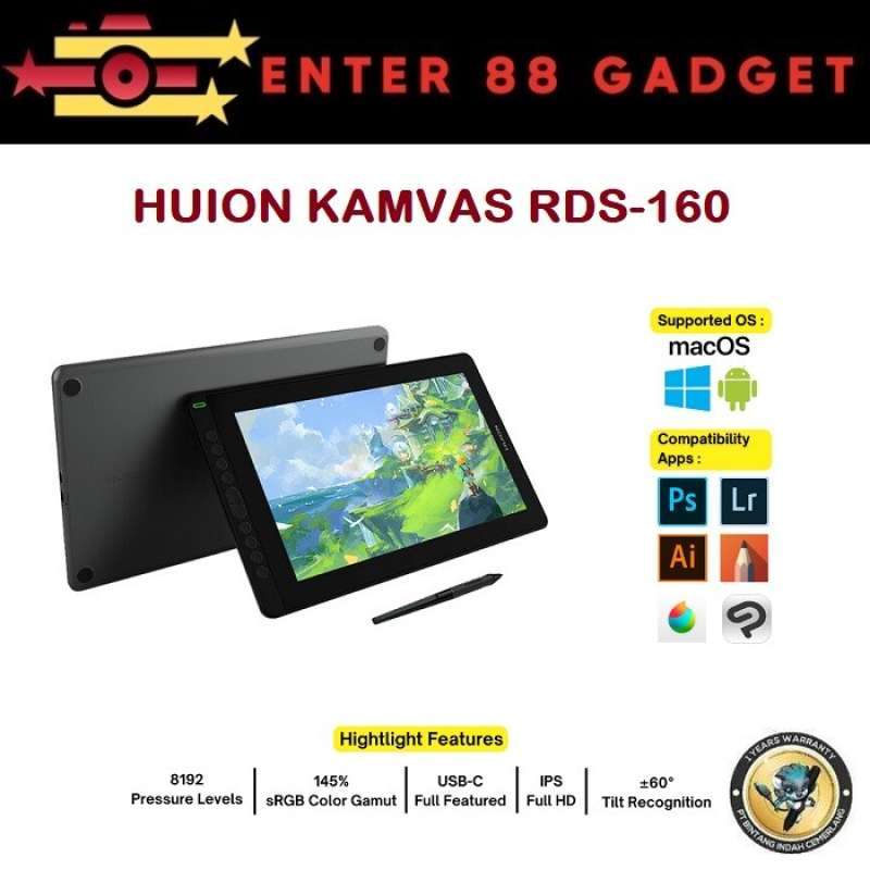 Promo New Huion Kamvas RDS 160 2022 Drawing Display Tablet Huion Kamvas 16 Diskon 23% di Seller ...