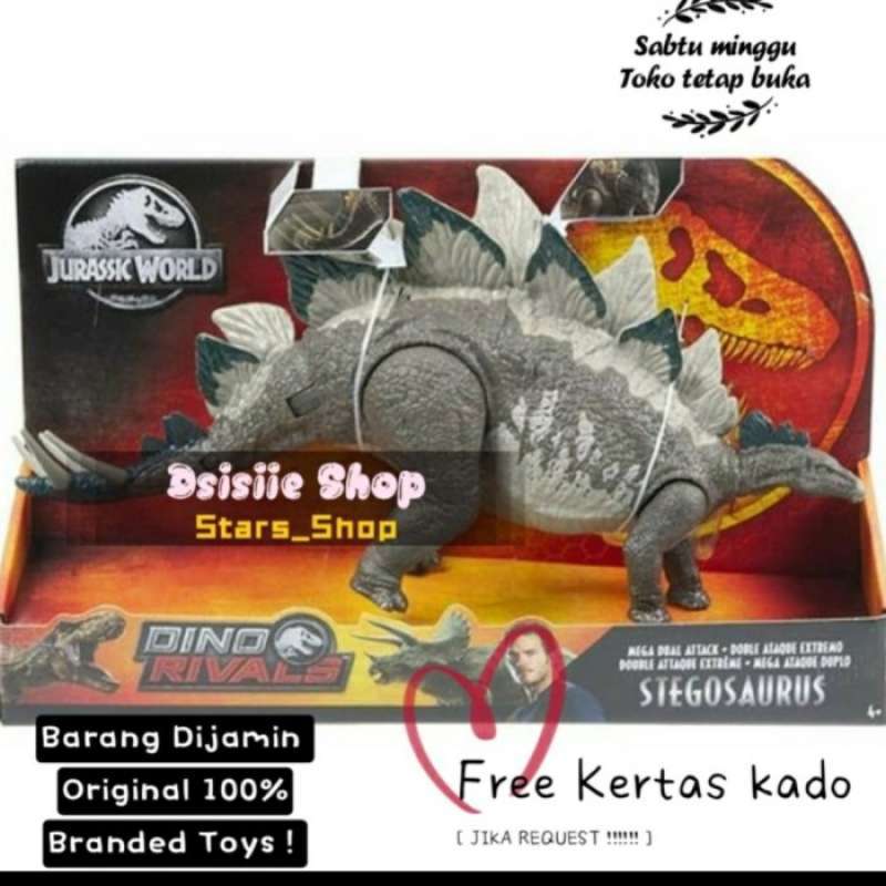 Promo Jurassic World Dino Rivals Mega Dual Attack Stegosaurus / Action Figur Diskon 23% di ...