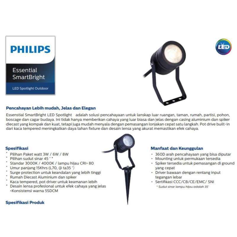 Jual Philips Bgp150 Essential Smartbright Led Spotlight Outdoor Ip65 ...