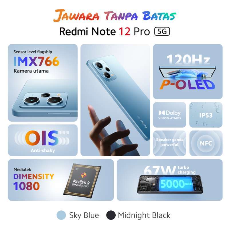 Promo Xiaomi Official Redmi Note 12 Pro 5g (8gb+5gb/256gb) Kamera 50mp Sony Imx766 Ois Dimensity ...