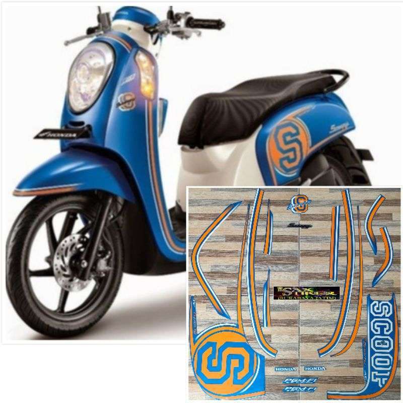 Promo striping original Honda Scoopy sporty biru tahun 2014 2015 Diskon ...