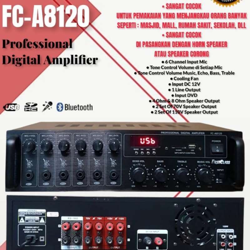 Promo (BONUS MIC ) TOA Amplifier First Class FCA 8120 | 6 SPEAKER ...