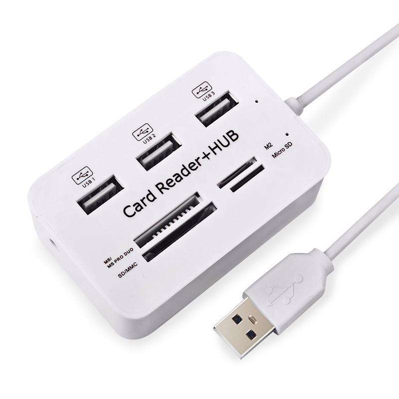 Jual Usb Hub Card Reader 3 Usb 2.0 Sd Tf M2 Msduo Port Di Seller ...