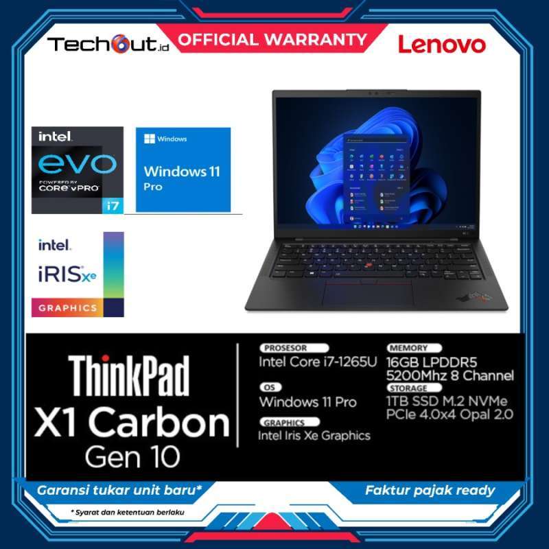 Jual Lenovo Thinkpad X1 Carbon Gen 10 Core I7 1265u 16gb 1tb Ssd Win 11 ...