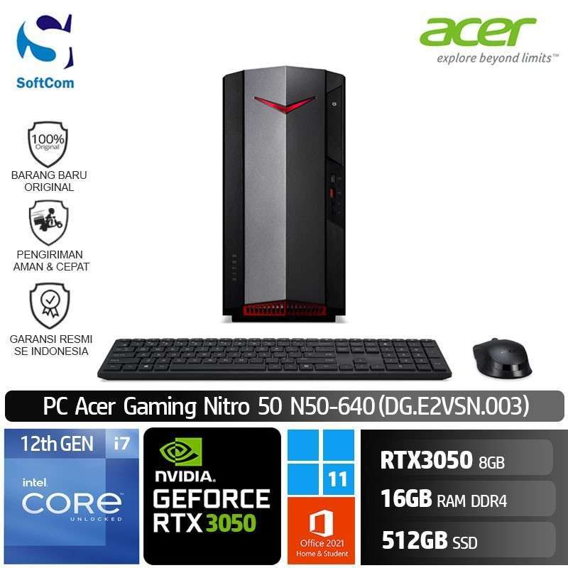 Promo PC Acer Nitro 50 N50 640 Desktop Gaming [Core i7-12700/16GB/512GB ...
