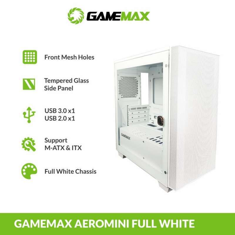 Jual Gamemax Aero Mini White Casing Pc Gaming M Atx - Casing Komputer ...