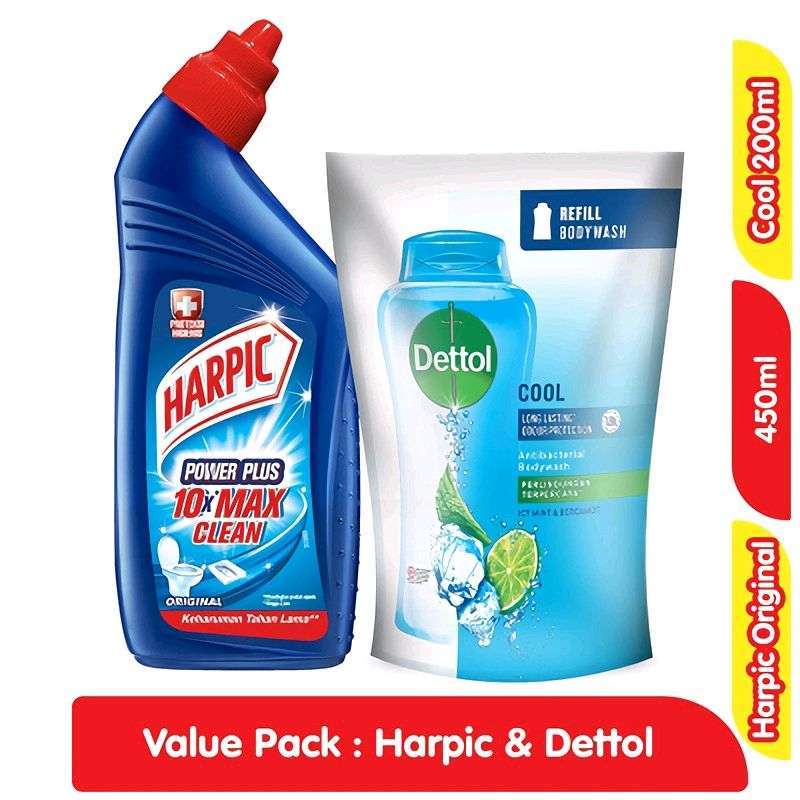 Jual Harpic Power Plus 10x Max Clean Original 450 Ml + Dettol Bodywash ...
