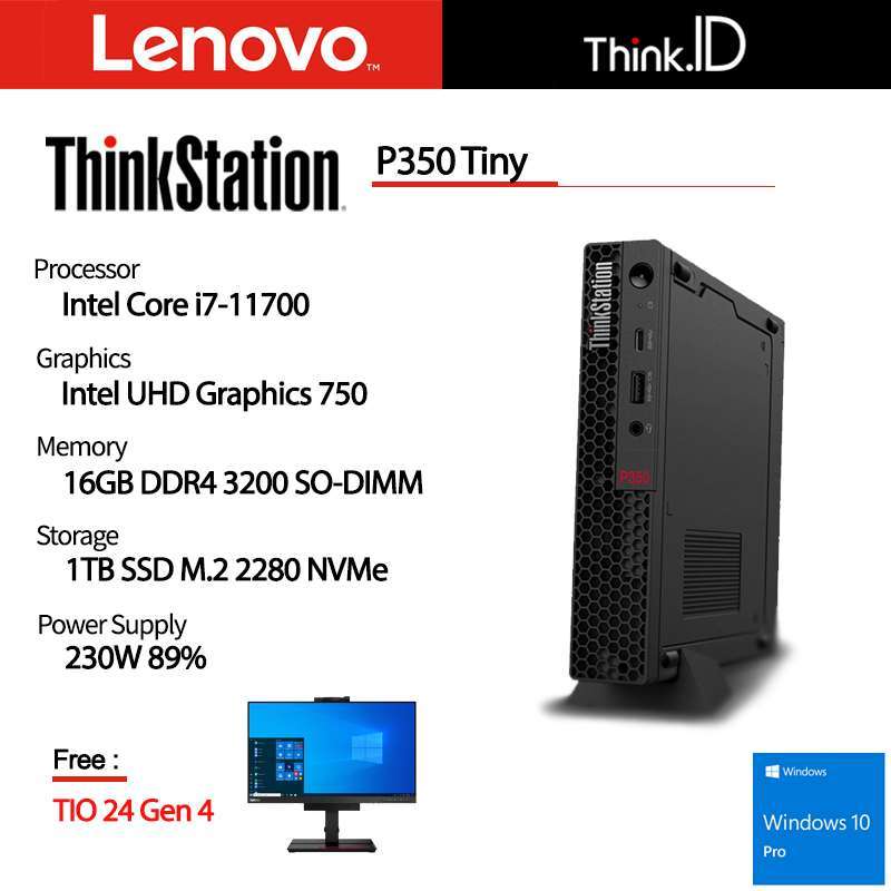 Promo ThinkStation P350 Tiny i7-11700 16GB 1TB NVMe Win11 Pro + TIO 24 ...
