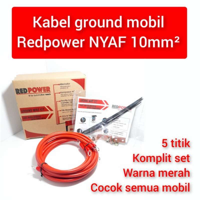 Promo Ground Wire Kit Kabel Grounding Mobil Redpower Nyaf 10Mm Merah 5 Titik Diskon 33% di ...