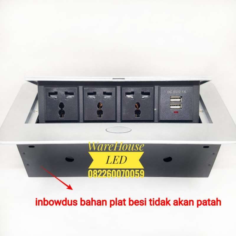 Promo Stop Kontak Meja isi 3 STOPKONTAK Multi 3pin + 2 USB CHARGER Flip ...