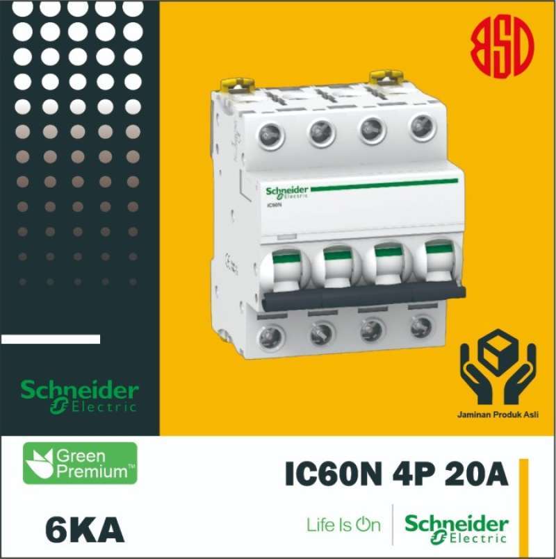 Promo Mcb Schneider Ic60n Acti9 4p 20a Original Sni, 4phase 20ampere 4pole Diskon 23% Di Seller ...
