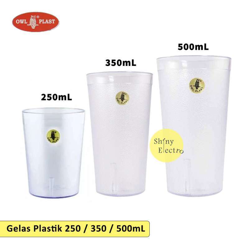 Promo Gelas Air Minum Plastik Akrilik Acrylic 250 / 350 / 500 mL Owl Plast - Kopi / Teh / Air ...