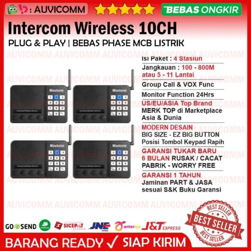 Promo Intercom Wireless 10 Ch Interphone Interkom Maxtone Sk1210 - 4 ...