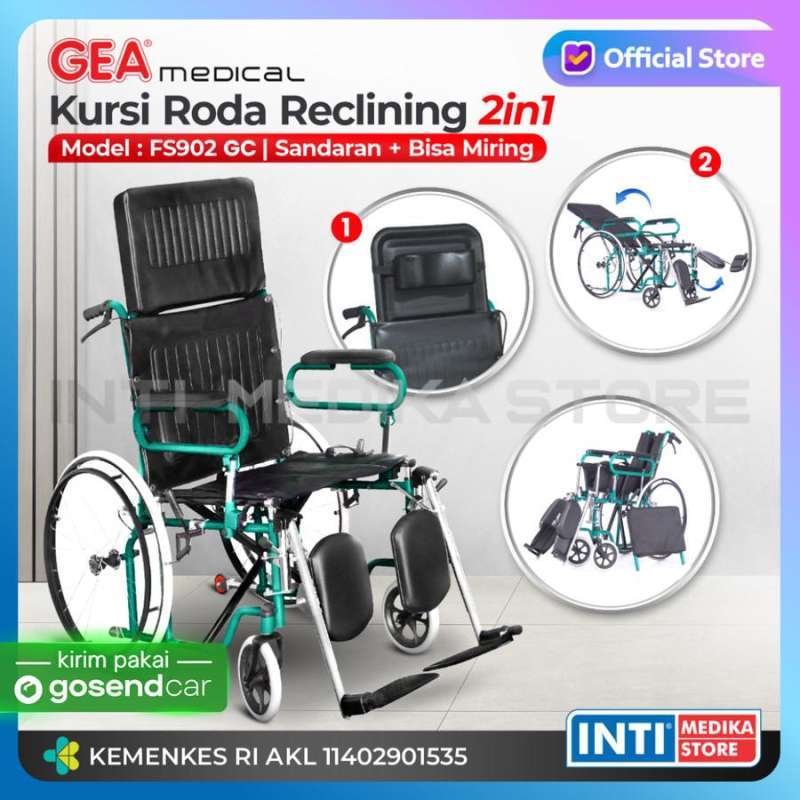 Jual GEA - Kursi Roda 2In1 Sandaran Kepala + Mode Kaki Bisa Naik FS ...
