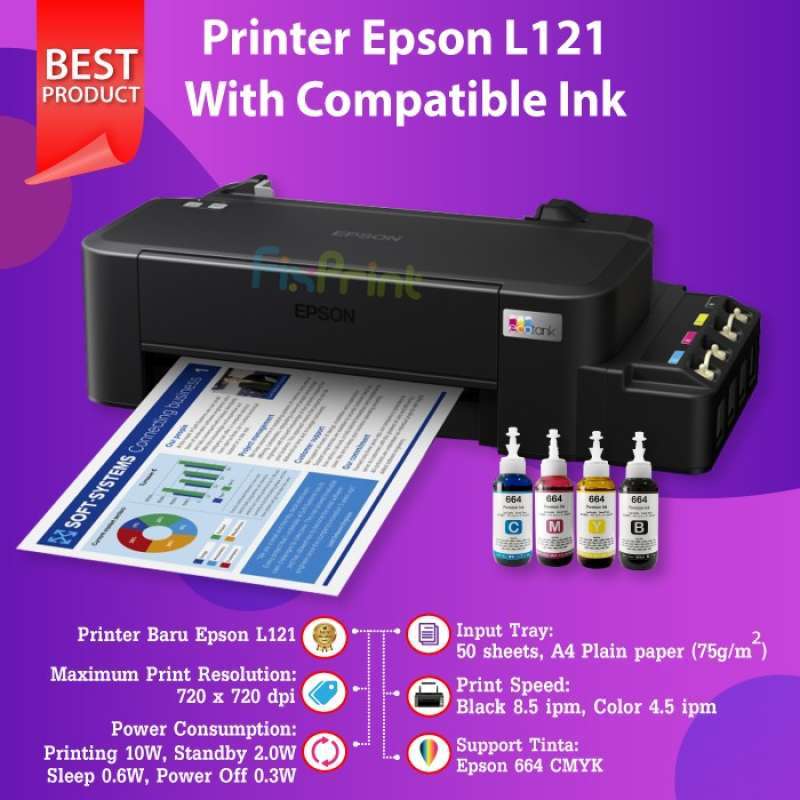 Promo Printer Epson L121 Hitam Print Warna Infus Modif Ink Tank Pabrik ...