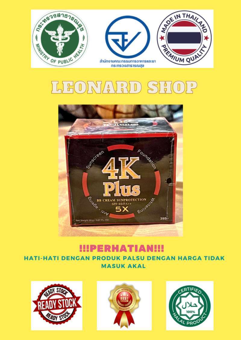Jual 4K Plus Bb Cream Krim Pemutih Proteksi Kuat Putih Asli Thailand di ...