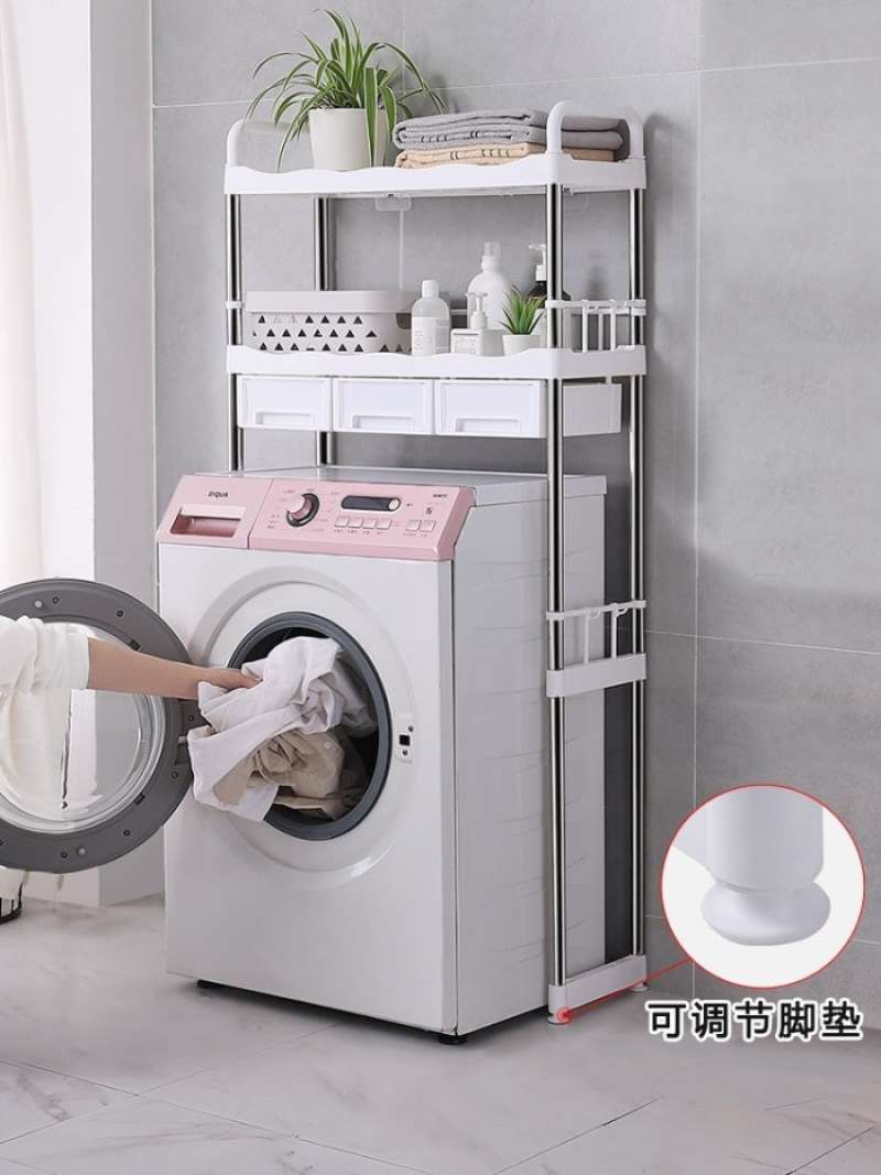 Promo Rak mesin cuci rangka stainless lengkap dengan laci dan gantungan ...