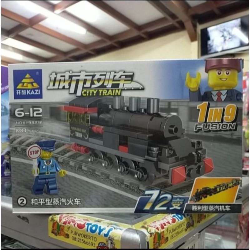 Jual mainan balok edukasi brick miniatur kereta api lokomotif city train kazi ky98236 1in9 ...