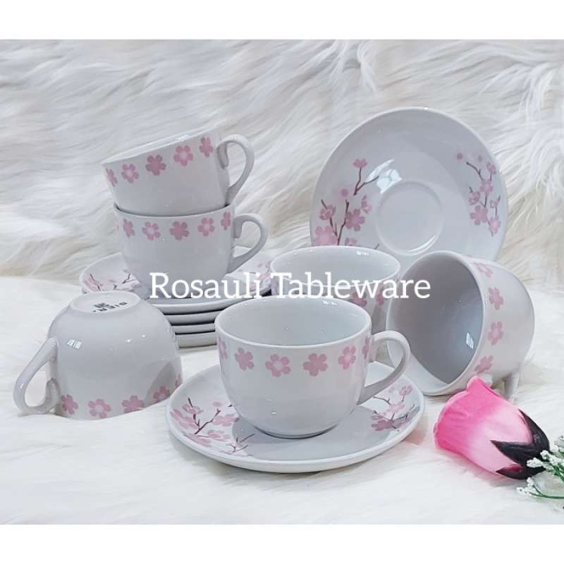 Jual Cangkir Set Keramik | Cangkir Kopi | Cangkir Teh | Motif Sakura di ...